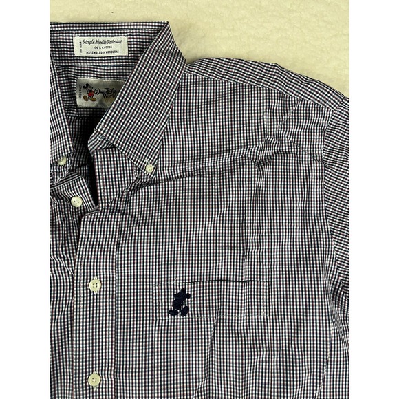 Disney | Shirts | Disney Walt World Mickey Mouse Gingham Button Down ...